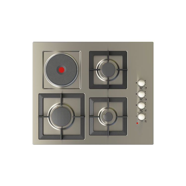 60Cm Side Knobs 3Gas + 1 Electric Plate -Cast Iron | Saudi Kitchen Line